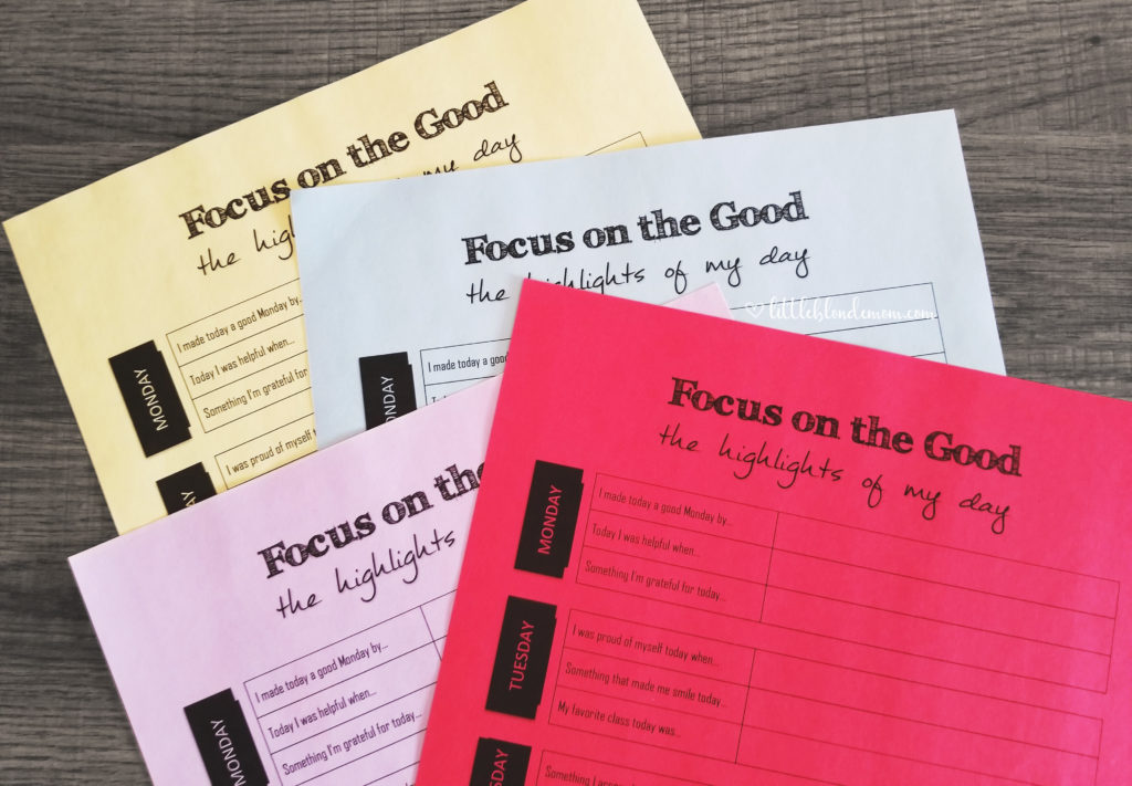 Focus on The Good – Positive Journal Printable - little blonde mom