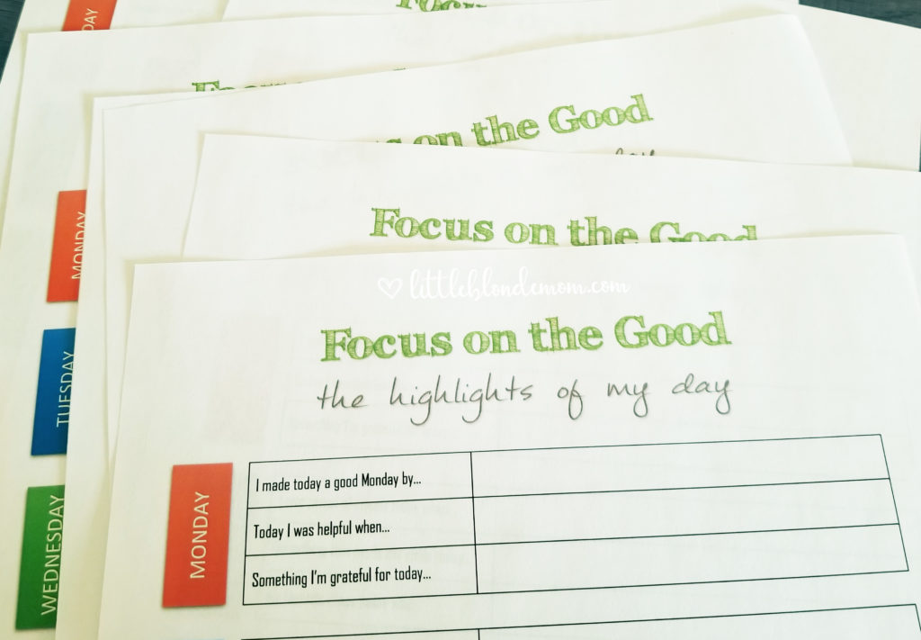 Focus on The Good – Positive Journal Printable - little blonde mom