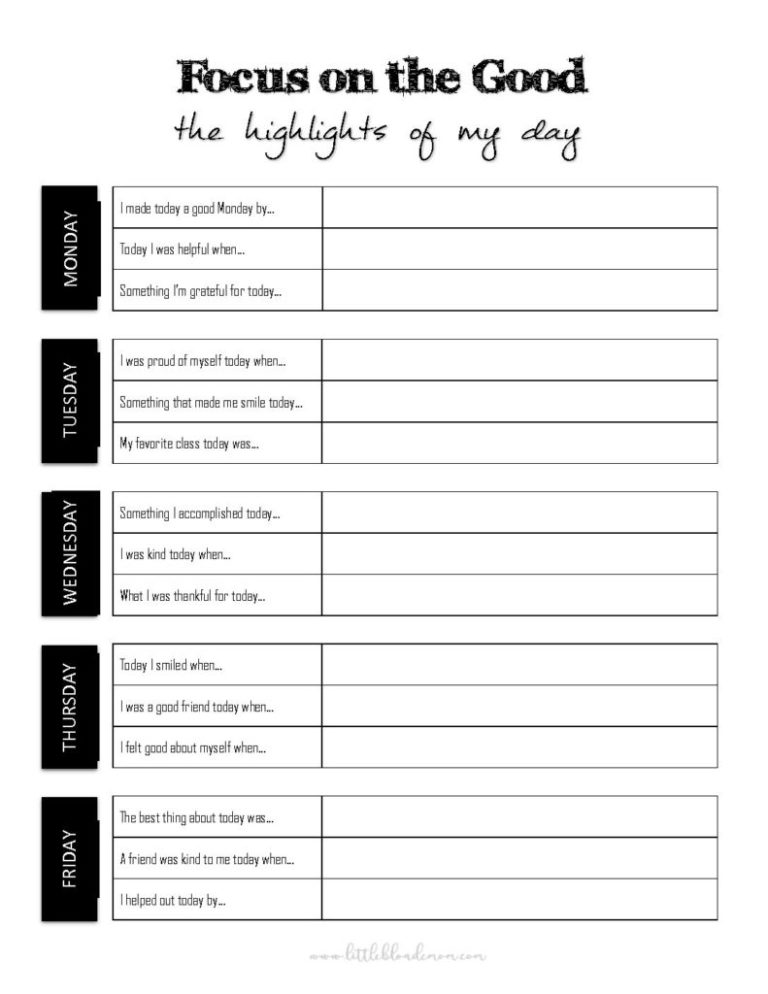 Focus on The Good – Positive Journal Printable - little blonde mom