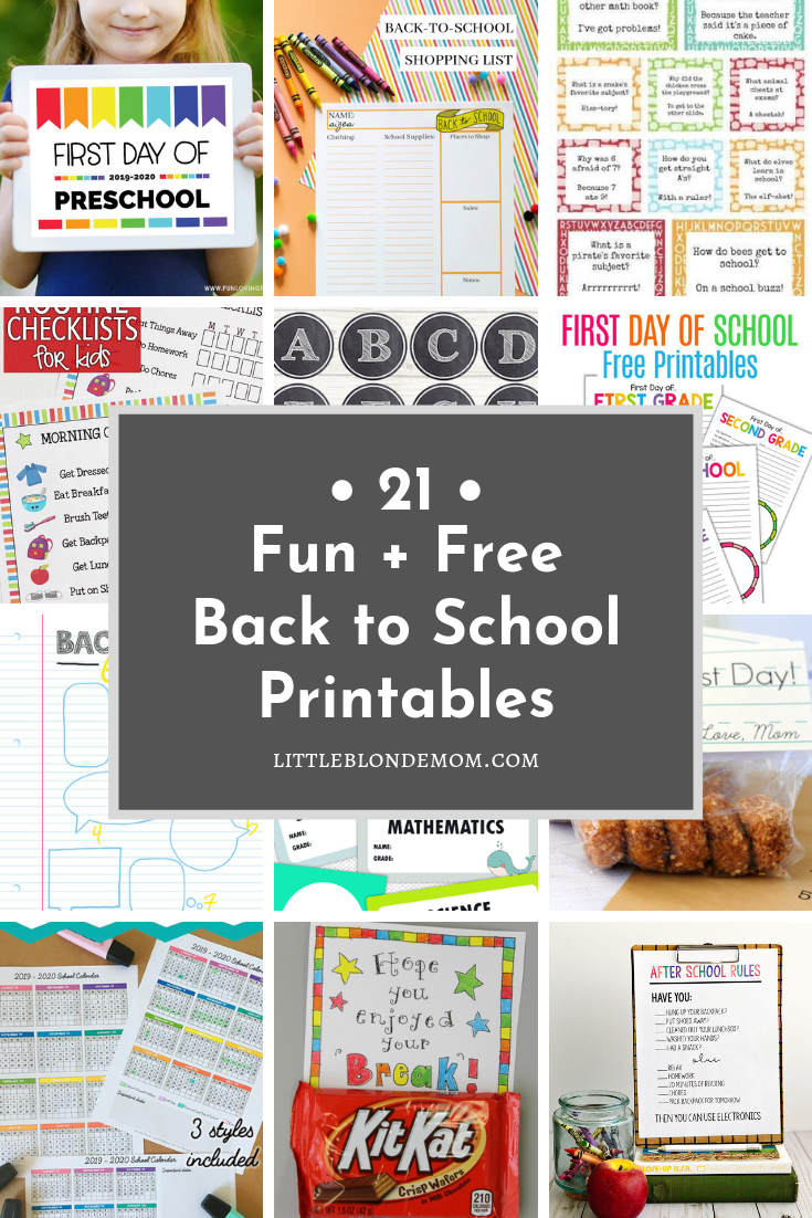 Free Back to School Printables - little blonde mom