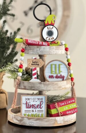 Festive Christmas Tiered Trays - little blonde mom